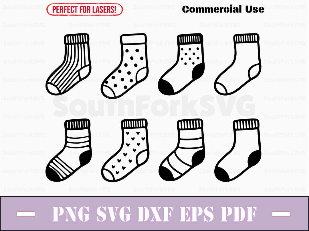Simple Socks Digital Bundle Svg Png Dxf Eps Pdf | Vector Graphic Cut ...