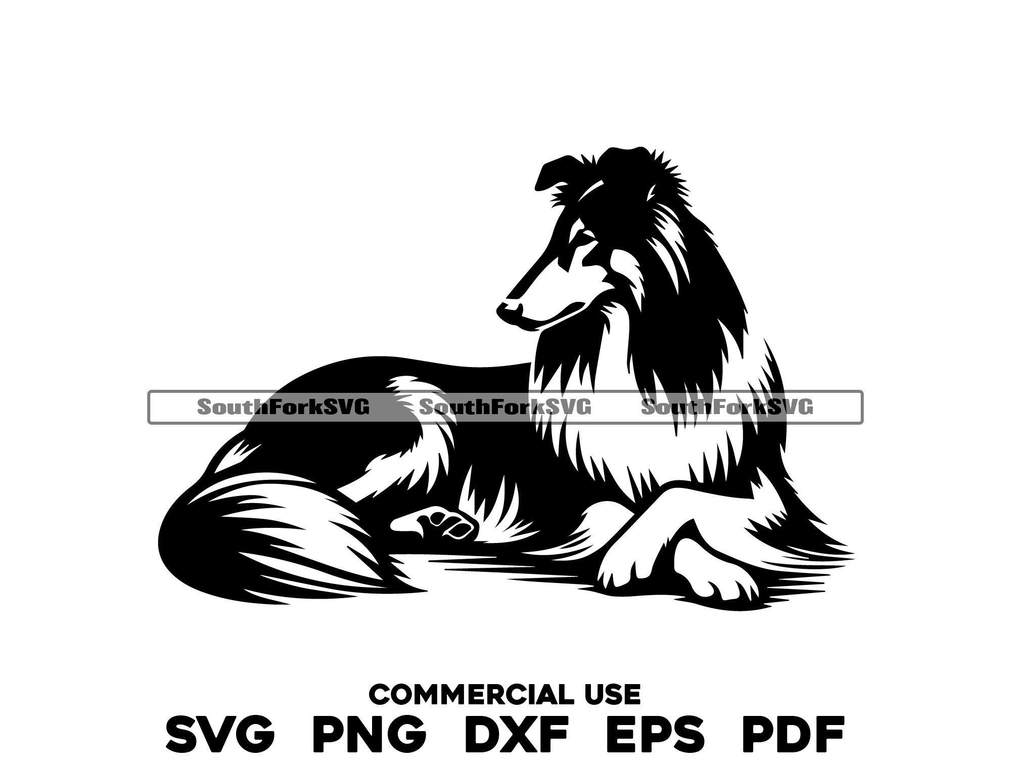 Collie Dog Laying Design Svg Png Dxf Eps Pdf Vector Graphic Cut File ...