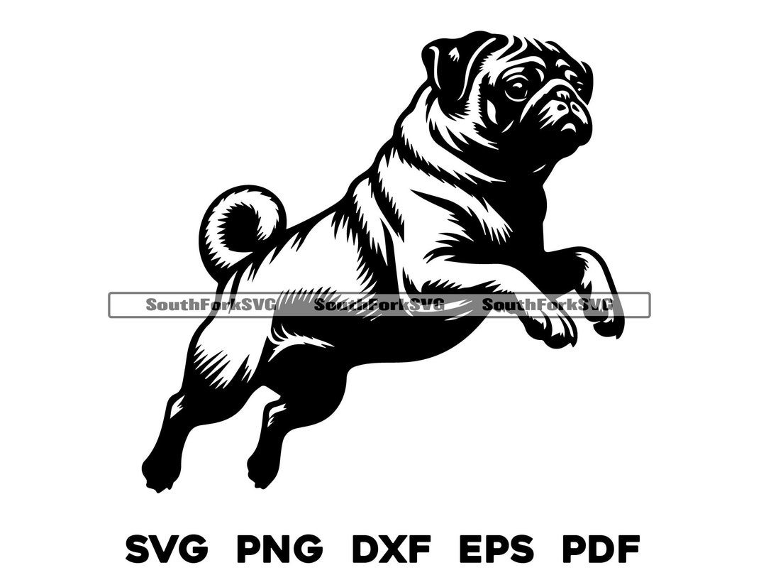 Pug Dog Running Design Files | Svg Png Dxf Eps Pdf | Vector Graphic Cut ...