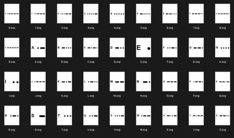 Morse Code Alphabet and Numbers 0-9 SVG PNG DXF Vector Graphic - Etsy
