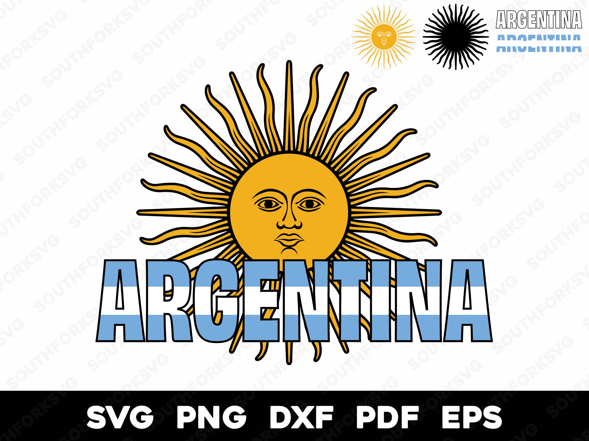 Argentina Argentinian Flag Sun Design Svg Png Dxf Pdf Eps Layered by ...