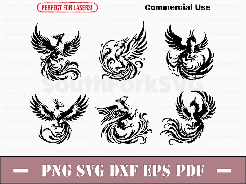 Simple Phoenix Bundle Svg Png Dxf Eps Pdf | Vector Graphics Design Cut ...
