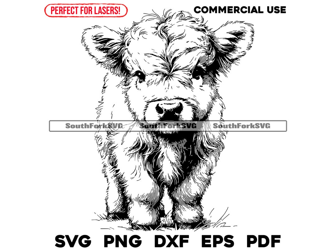 Baby Highland Cow Laser Engrave Files Svg Png Dxf Eps Pdf | Vector ...