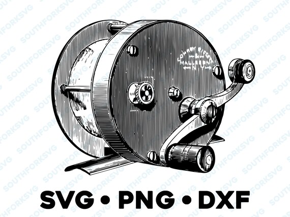 Vintage Fishing Reel SVG PNG DXF Vector Graphic Design File | Etsy