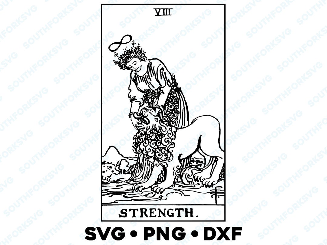 The Strength Tarot Card Major Arcana Rider Waite Deck SVG PNG DXF ...