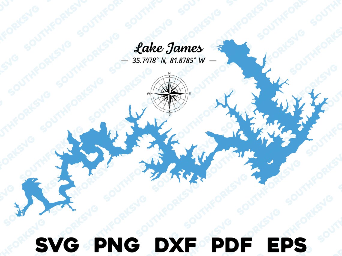 Lake James North Carolina Map Shape Silhouette Svg Png Dxf Pdf - Etsy