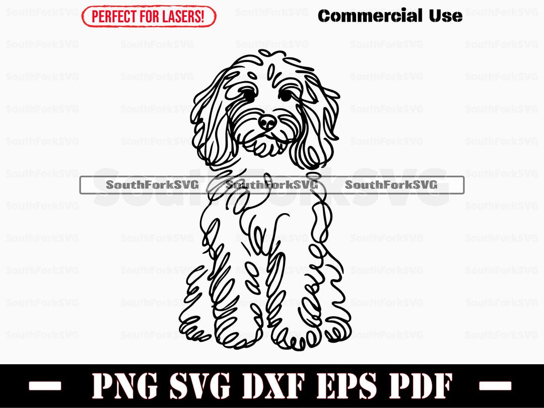 Cockapoo Dog Line Art | Svg Png Dxf Eps Pdf | Vector Graphic Cut File ...
