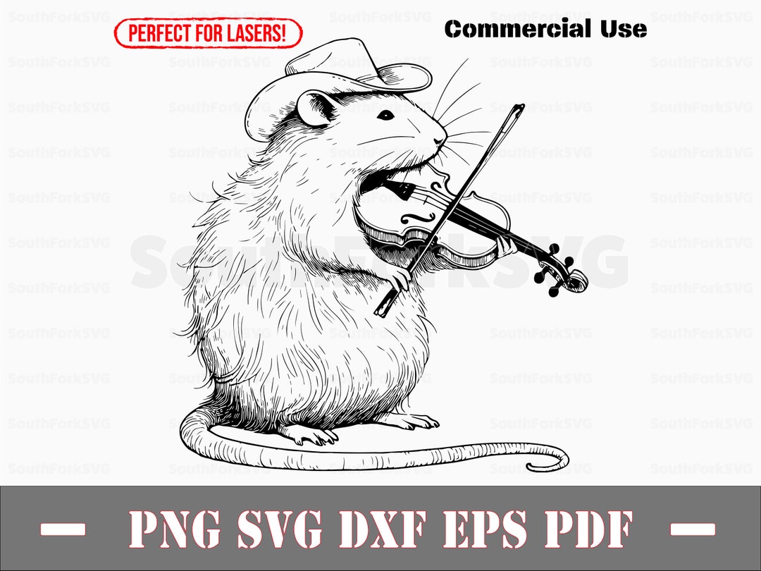 Rat Playing Violin Fiddle Svg Png Dxf Eps Pdf | Laser Engrave Cut Print ...