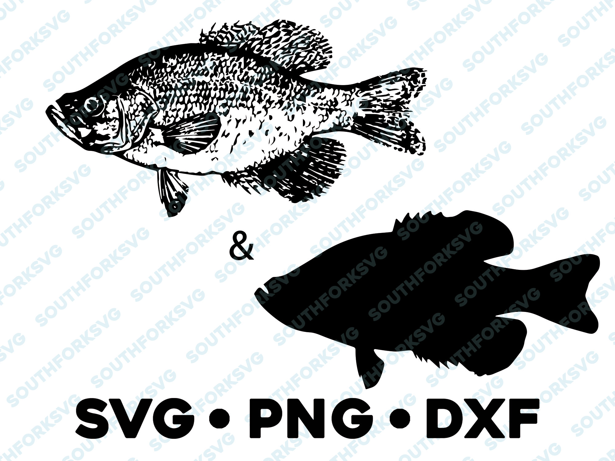 Crappie Bluegill Panfish Sunfish Bass SVG PNG DXF vector | Etsy