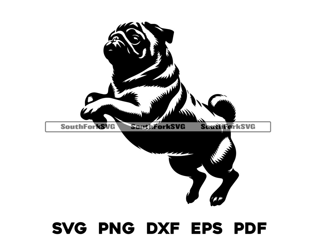 Pug Dog Running Design Files Svg Png Dxf Eps Pdf Vector Graphic Cut ...