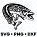 Muskie Musky Muskellunge Northern Pike SVG PNG DXF Vector Transparent ...