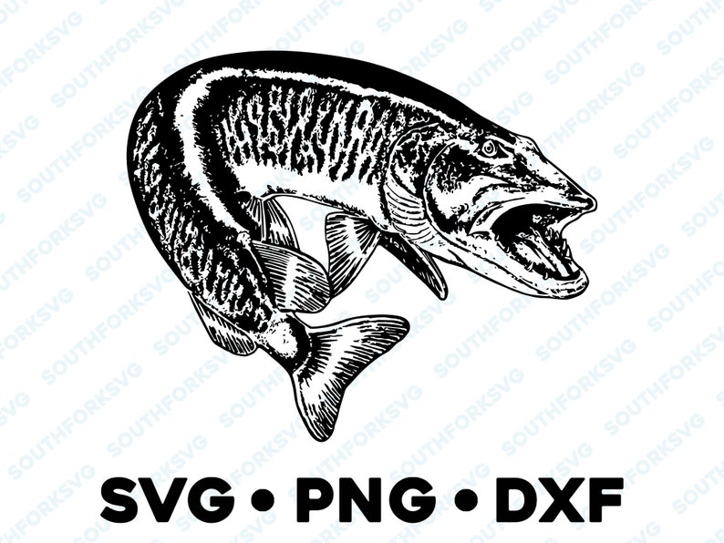 Muskie Musky Muskellunge Northern Pike SVG PNG DXF Vector - Etsy