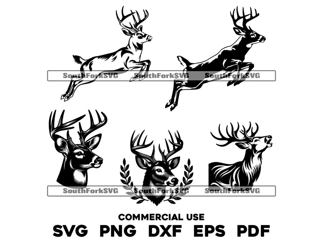 White Tailed Deer Bundle Pack Svg Png Dxf Eps Pdf Laser Cnc Vinyl Cut ...