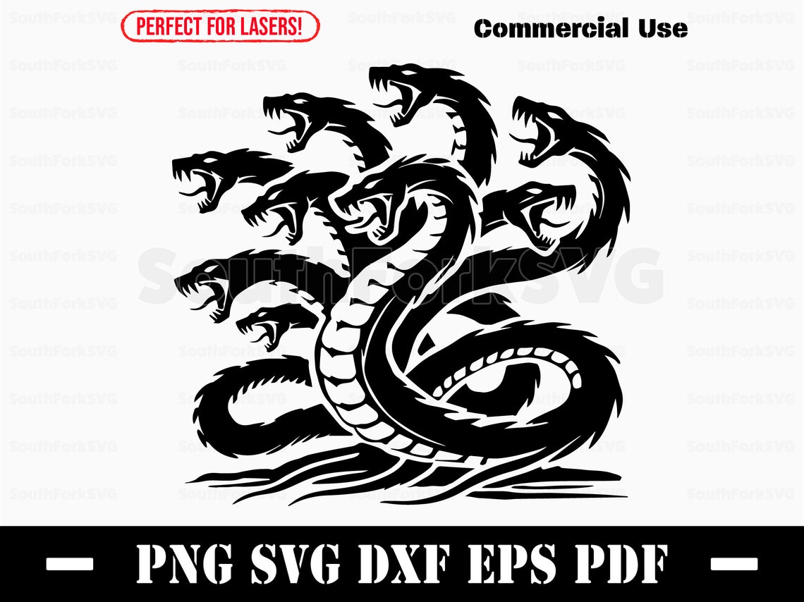 Hydra Dragon Serpent Svg Png Dxf Eps Pdf Files | Cut Print Laser ...