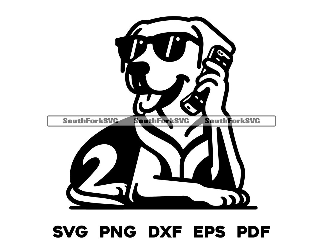 Labrador Retriever Talking on the Phone | Svg Png Dxf Eps Pdf | Vector ...