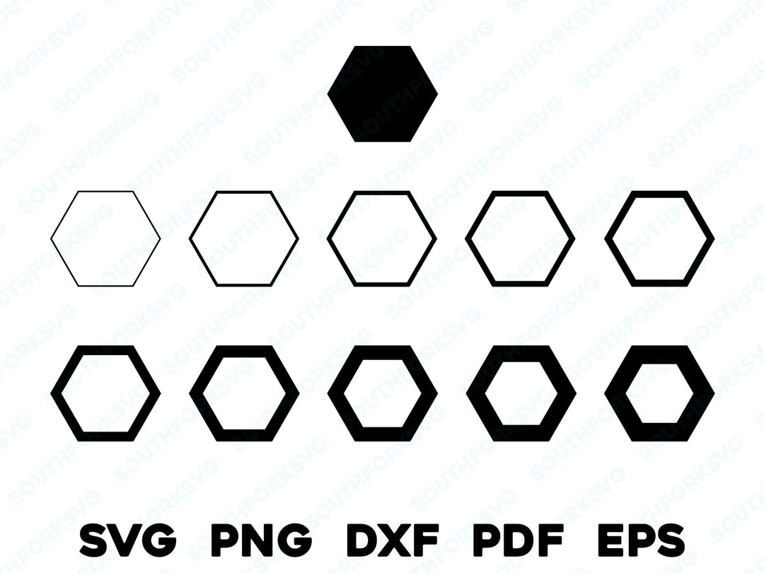 Hexagon Line Stroke Bundle Svg Png Dxf Eps Pdf | Vector Graphic Design ...