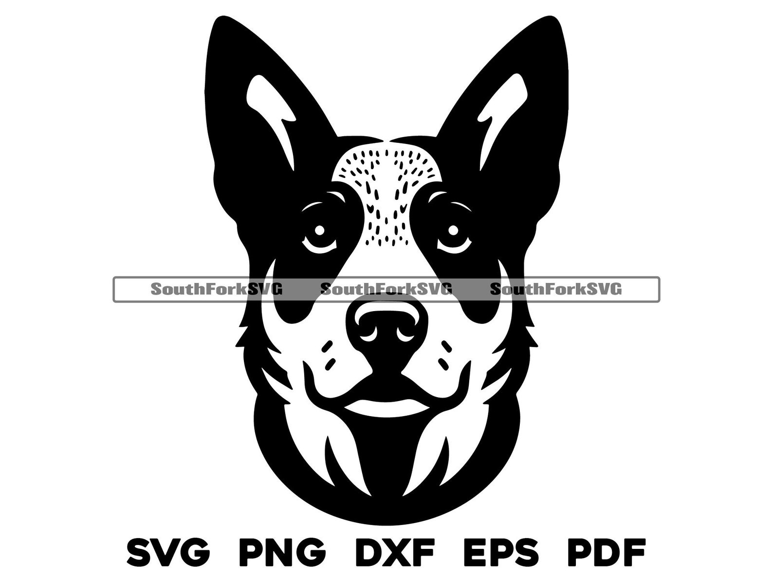 Blue Heeler Dog Head Design | Svg Png Dxf Eps Pdf | Vector Graphic Cut ...