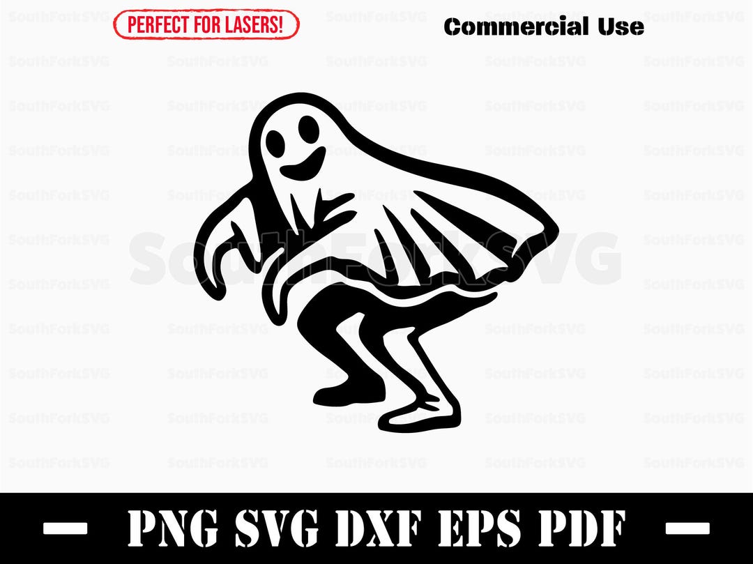 Dancing Ghost Funny Svg Png Dxf Eps Pdf | Laser Engrave Cut Print Files ...