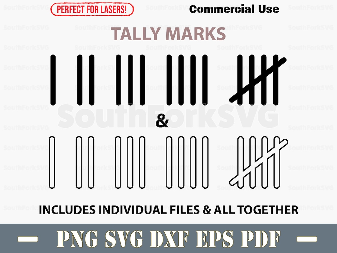 Tally Marks Hash Marks 1-5 Svg Png Dxf Eps Pdf | Vector Graphic Design ...