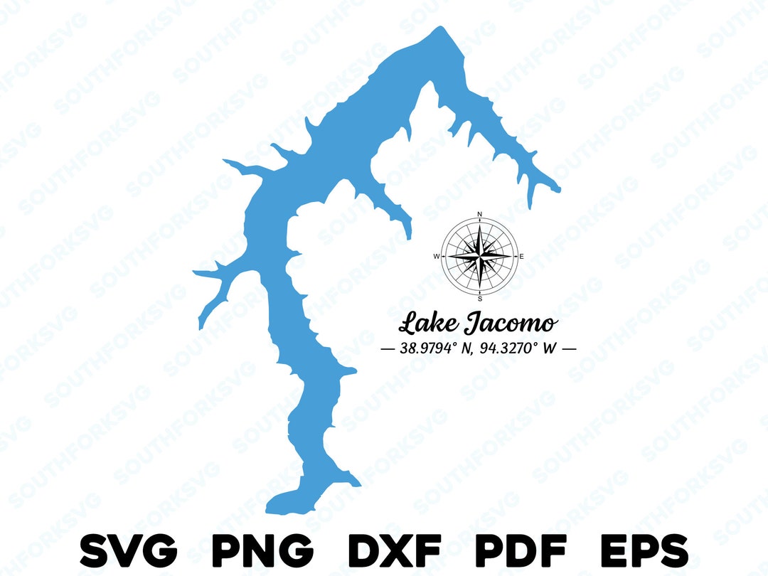 Lake Jacomo Missouri Map Shape Outline Silhouette Svg Png Dxf - Etsy