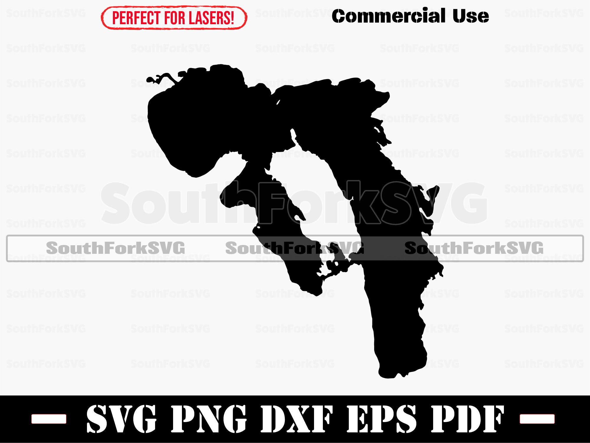Lobster Lake Maine Map Svg Png Dxf Pdf Eps | Vector Graphic Cut ...