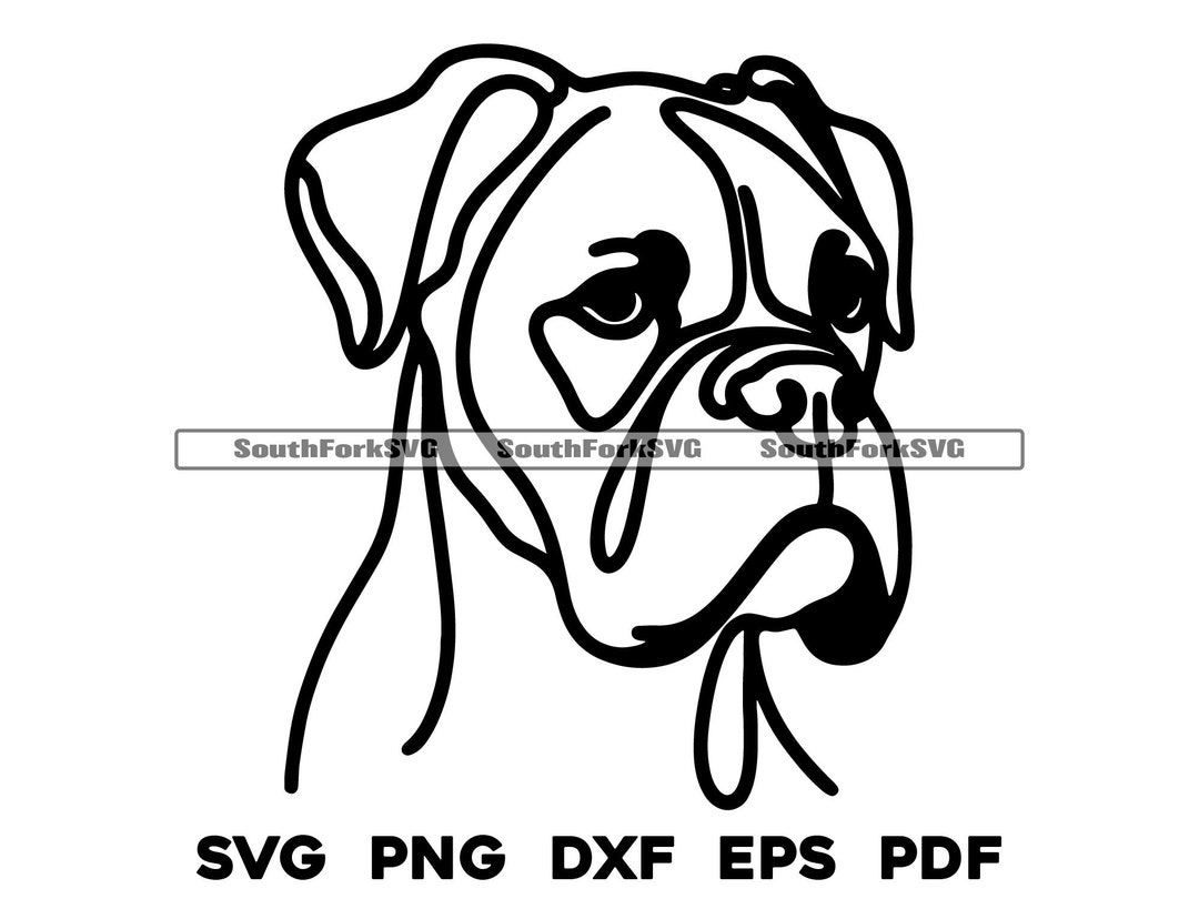 Boxer Dog Line Art Design | Svg Png Dxf Eps Pdf | Vector Graphic Cut ...