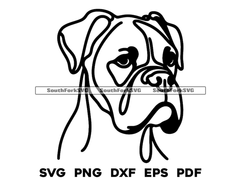 Boxer Dog Line Art Design | Svg Png Dxf Eps Pdf | Vector Graphic Cut ...