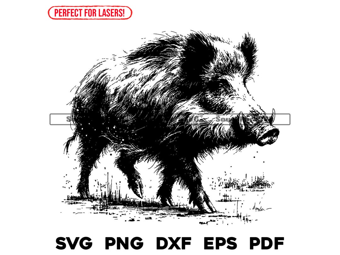 Wild Boar Laser Engrave Files Svg Png Dxf Eps Pdf Vector Graphic Design ...