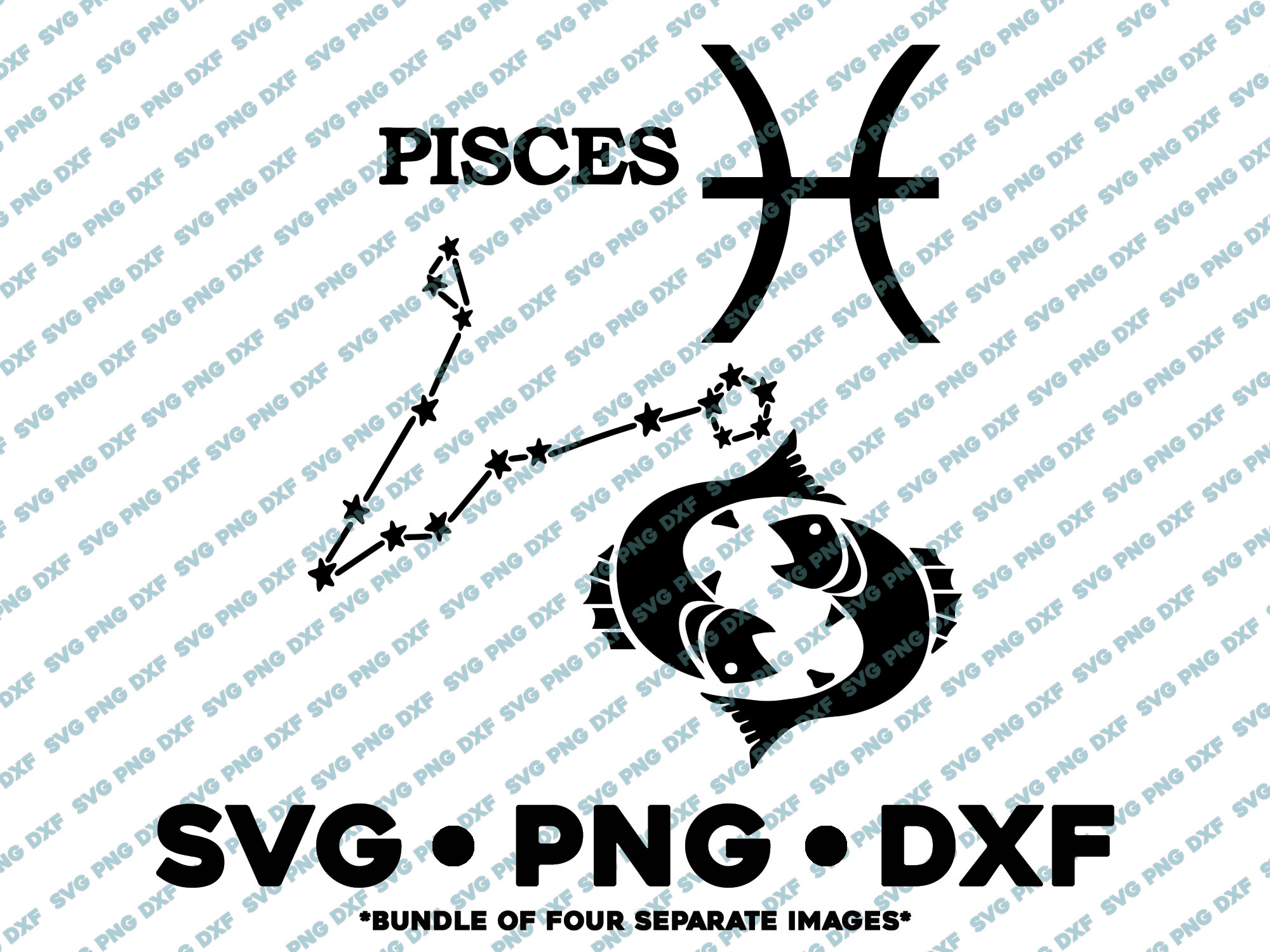 Pisces Zodiac Bundle SVG PNG DXF Cut File for Cricut | Etsy