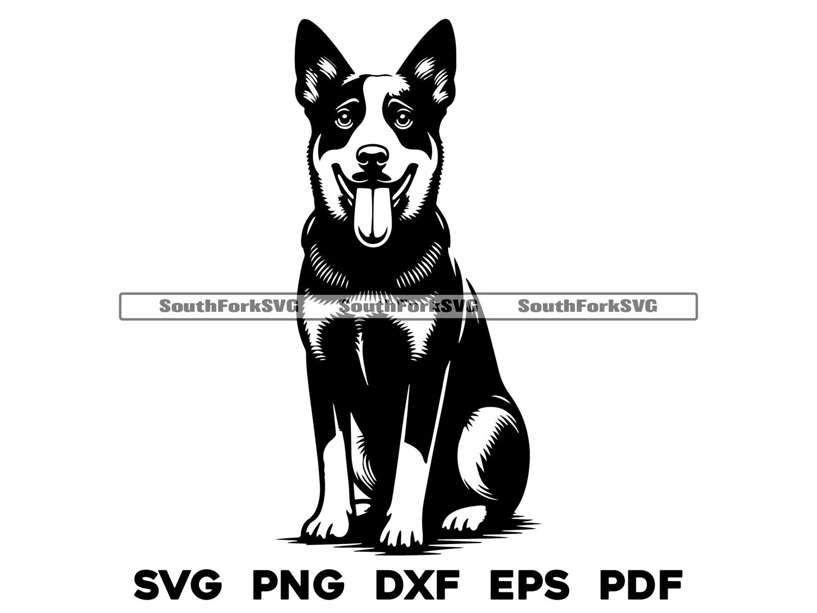 Blue Heeler Sitting Design 1 | Svg Png Dxf Eps Pdf | Vector Graphic Cut ...