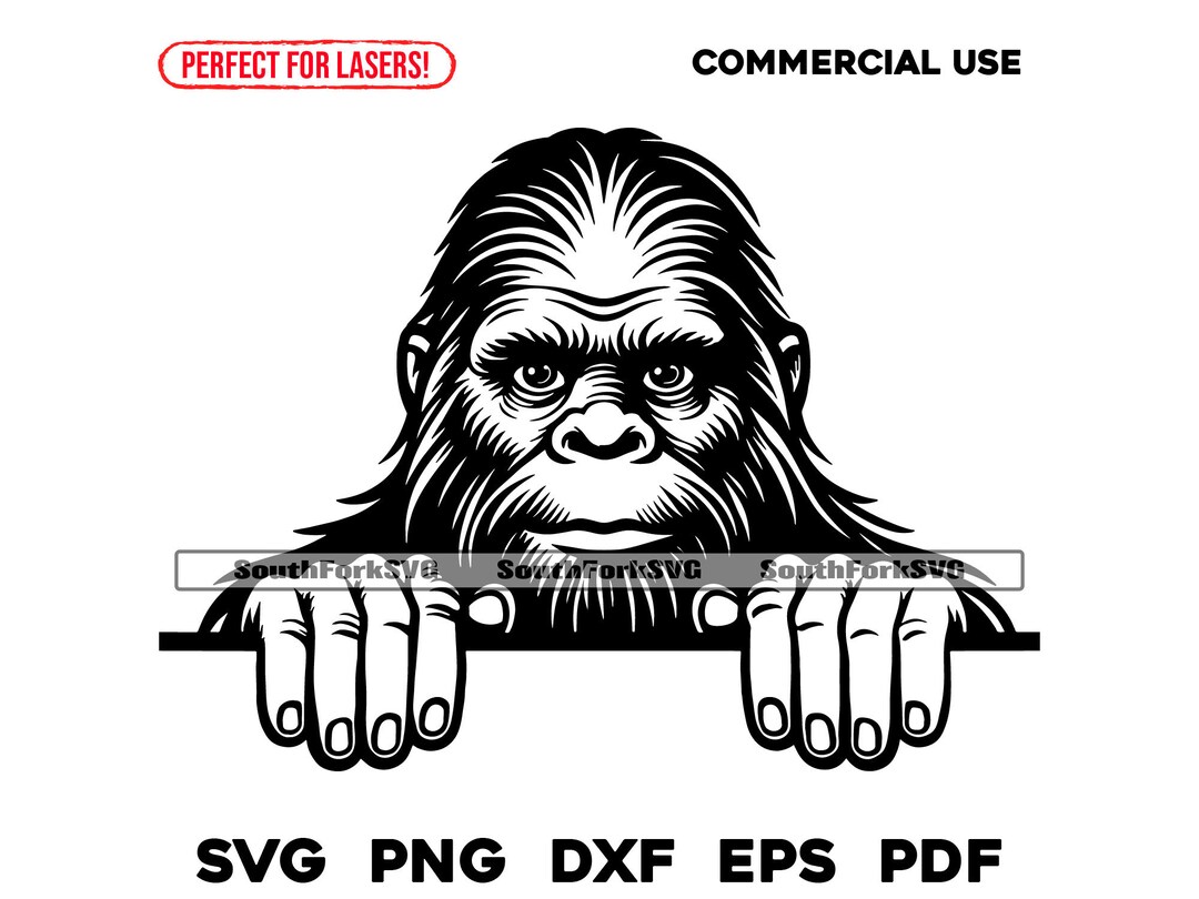 Sasquatch Bigfoot Peeking Design | Svg Png Dxf Eps Pdf | Vector Graphic ...
