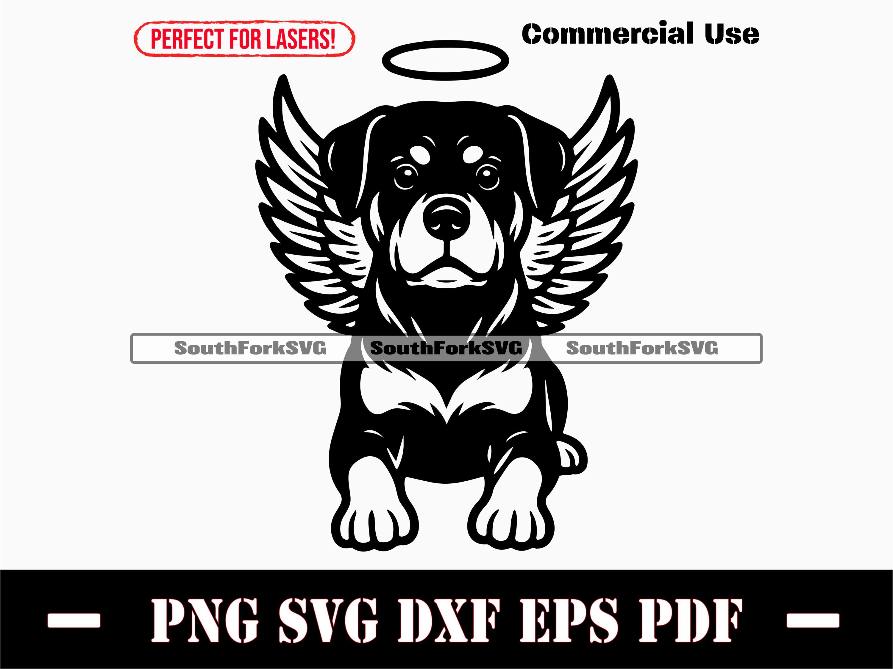 Rottweiler Dog Angel Wings & Halo Svg Png Dxf Eps Pdf | Vector Graphic ...