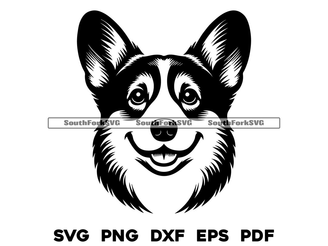 Corgi Dog Head Design | Svg Png Dxf Eps Pdf | Vector Graphic Cut File ...