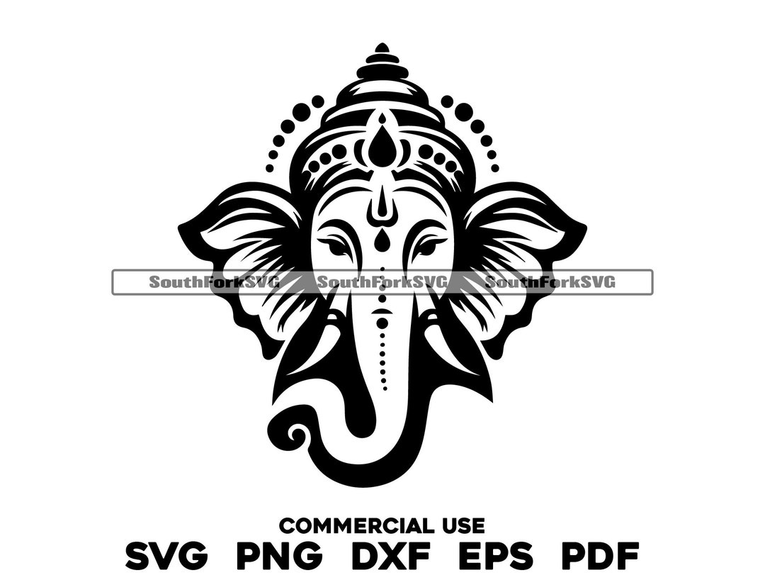 Ganesha Head Svg Png Dxf Eps Pdf | Vector Graphic Cut File Laser Clip ...