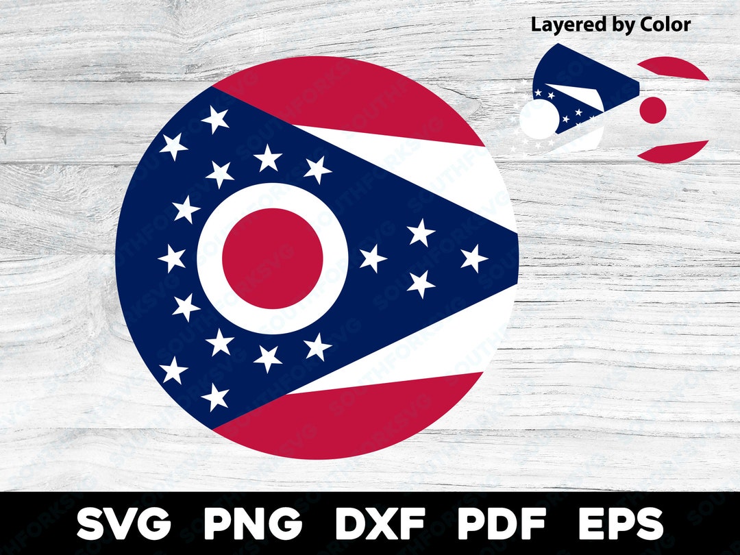 Ohio State Flag Circle | Svg Png Dxf Eps Pdf | Layered by Color Vector ...