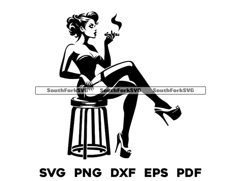 Pinup Girl Smoking Svg Png Dxf Eps Pdf Files | Cut Print Laser ...