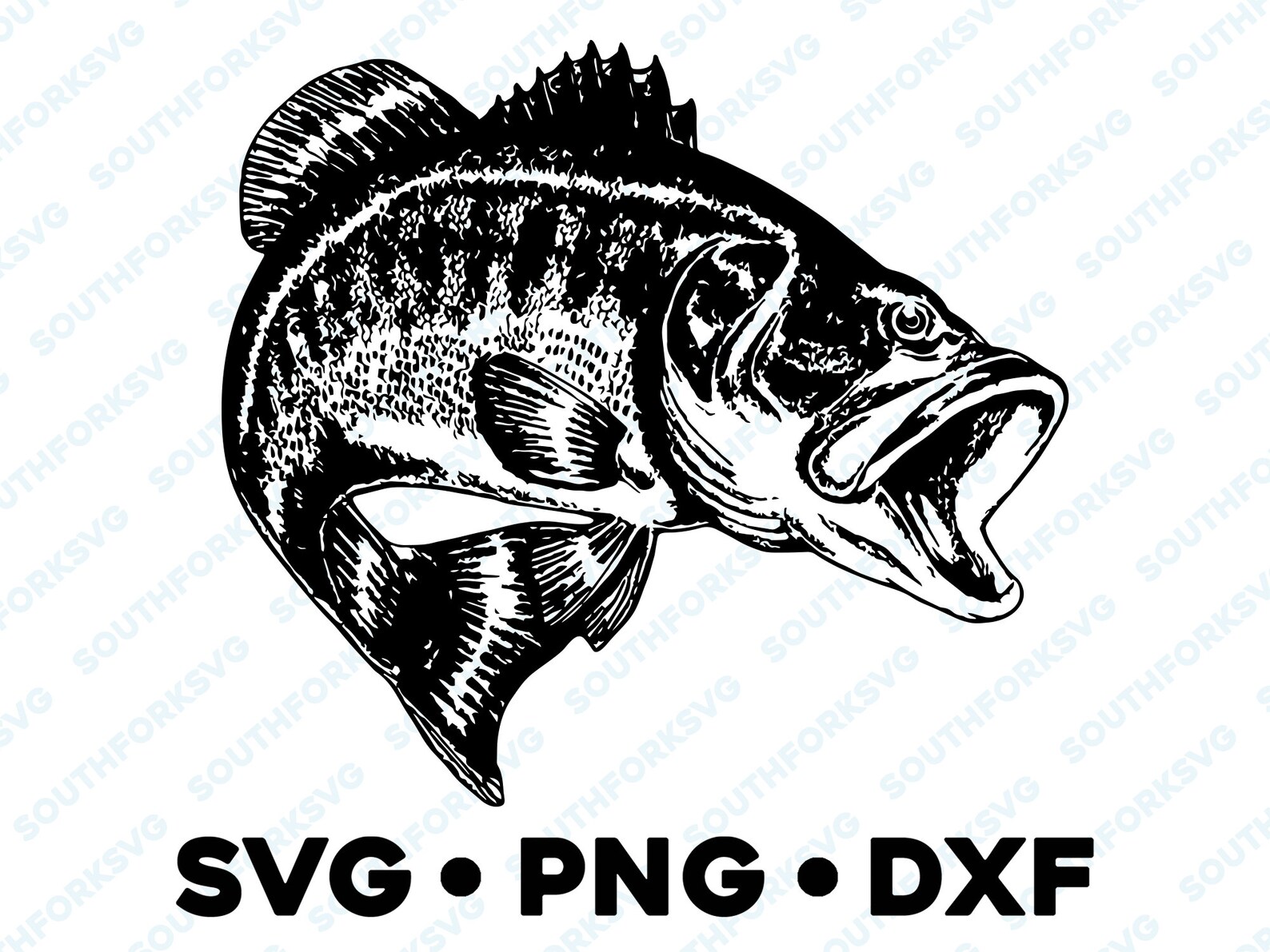 Largemouth Bass Jumping Fish SVG PNG DXF Vector Transparent | Etsy