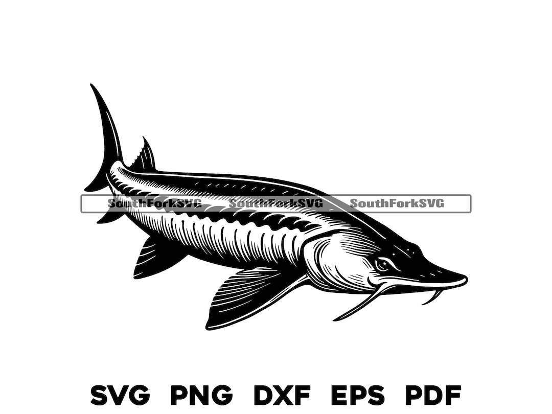 Sturgeon Fish Design Svg Png Dxf Eps Pdf | Laser Engrave Cut Print ...
