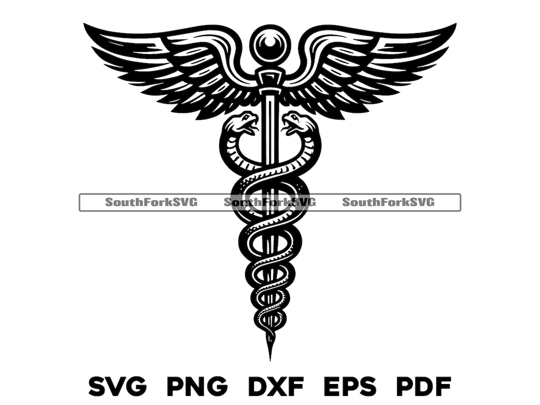 Caduceus Symbol 2 Svg Png Dxf Eps Pdf | Vector Graphic Cut File Laser ...