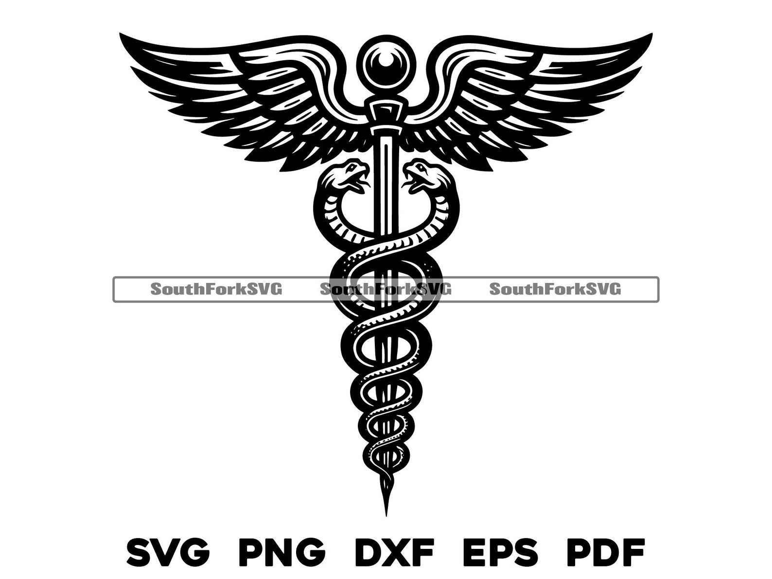 Caduceus Symbol 2 Svg Png Dxf Eps Pdf | Vector Graphic Cut File Laser ...