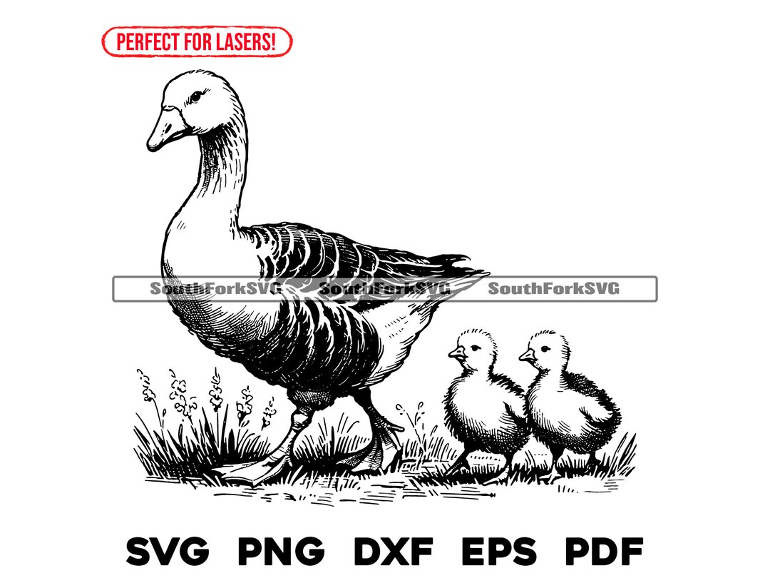 Mother Goose and Baby Chicks Laser Engrave Files Svg Png Dxf Eps Pdf ...