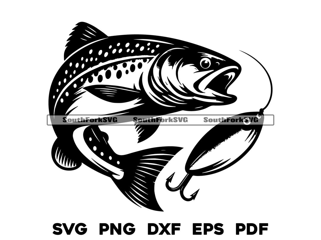 Trout Jumping Lure | Svg Png Dxf Eps Pdf | Transparent Vector Graphic ...