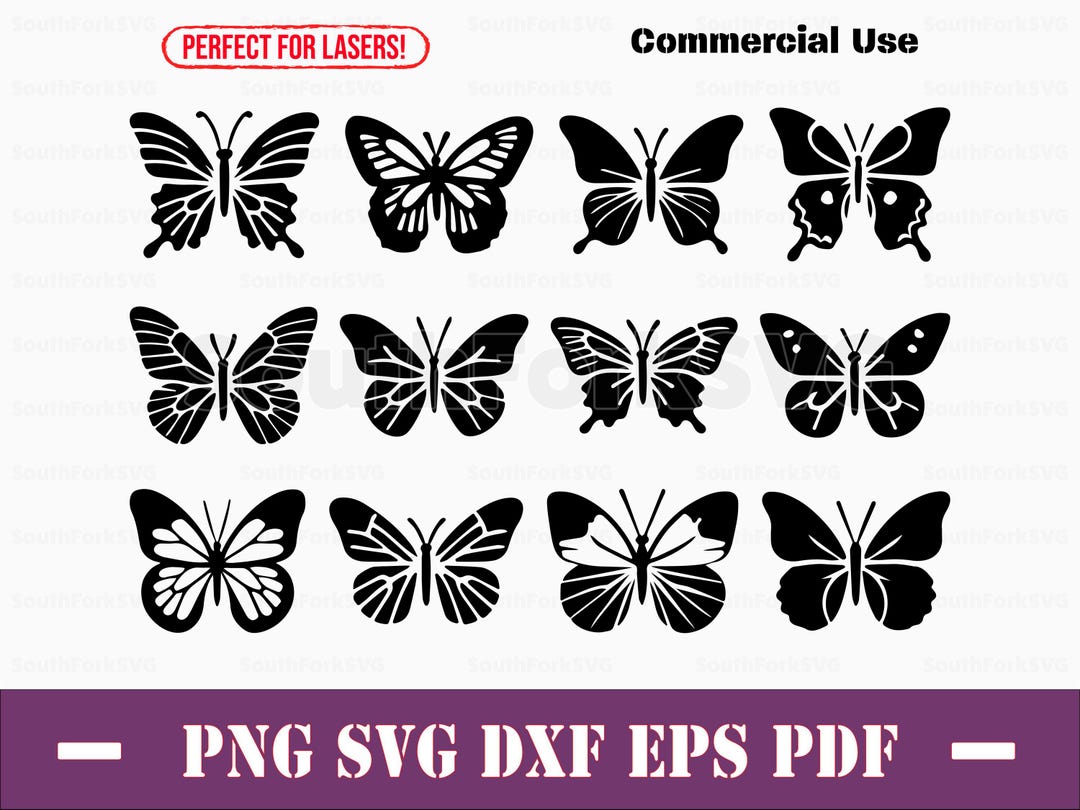 Simple Butterflies Bundle Svg Png Dxf Eps Pdf | Vector Graphic Cut ...
