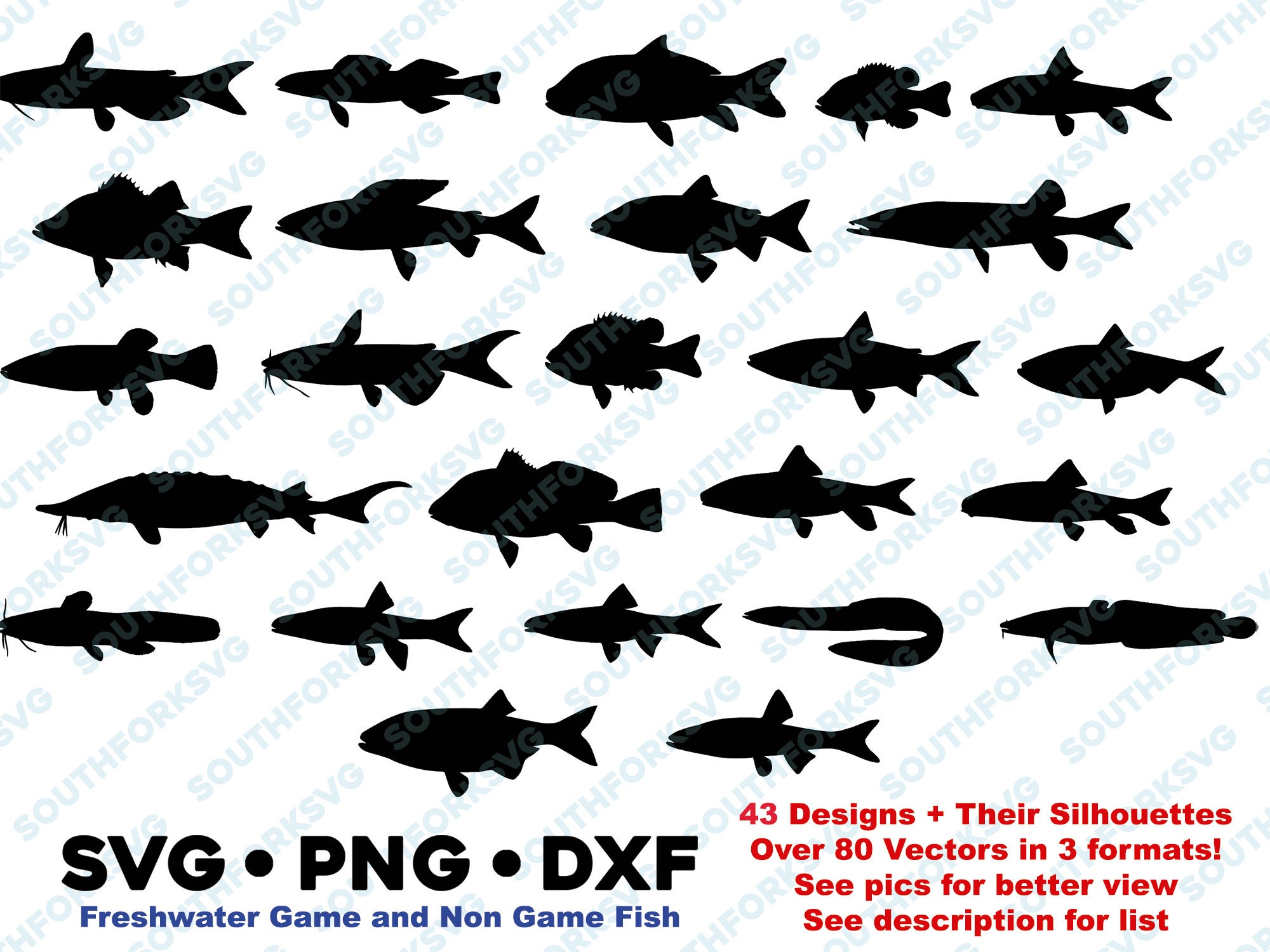 Freshwater Game & Non Game Fish Silhouettes Mega Bundle SVG - Etsy