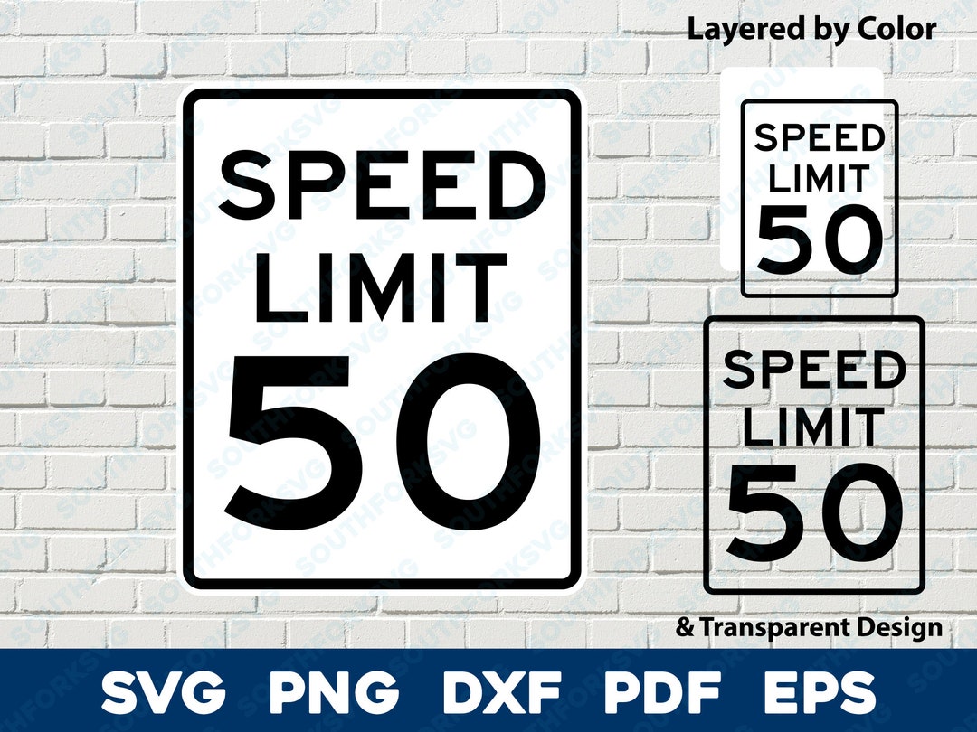 Speed Limit 50 Sign Logo Symbol Svg Png Dxf Eps Pdf Layered by Color ...