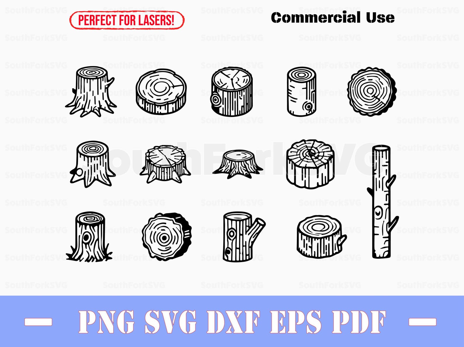 Simple Tree Stumps SVG Bundle Svg Png Dxf Eps Pdf | Vector Graphic Cut ...
