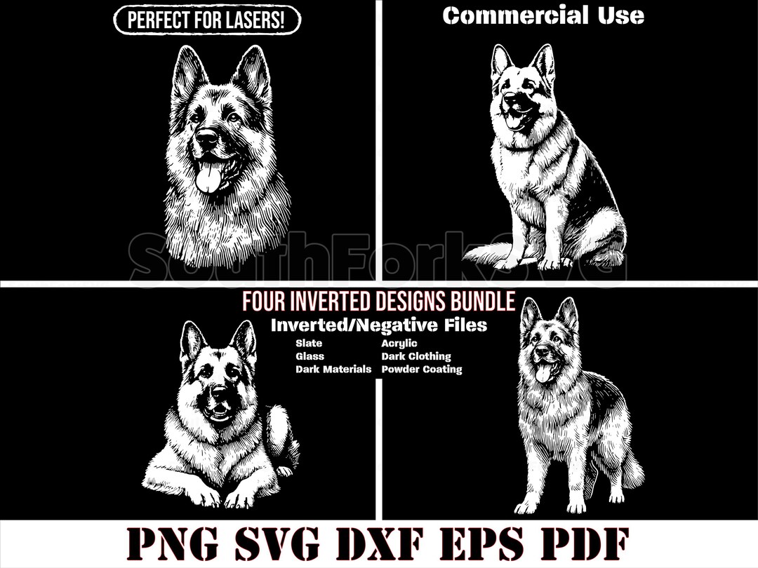 Inverted German Shepherd Bundle Svg Png Dxf Eps Pdf | Vector Graphic ...