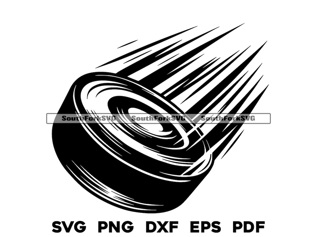 Flying Hockey Puck Design Svg Png Dxf Eps Pdf | Transparent Graphic ...
