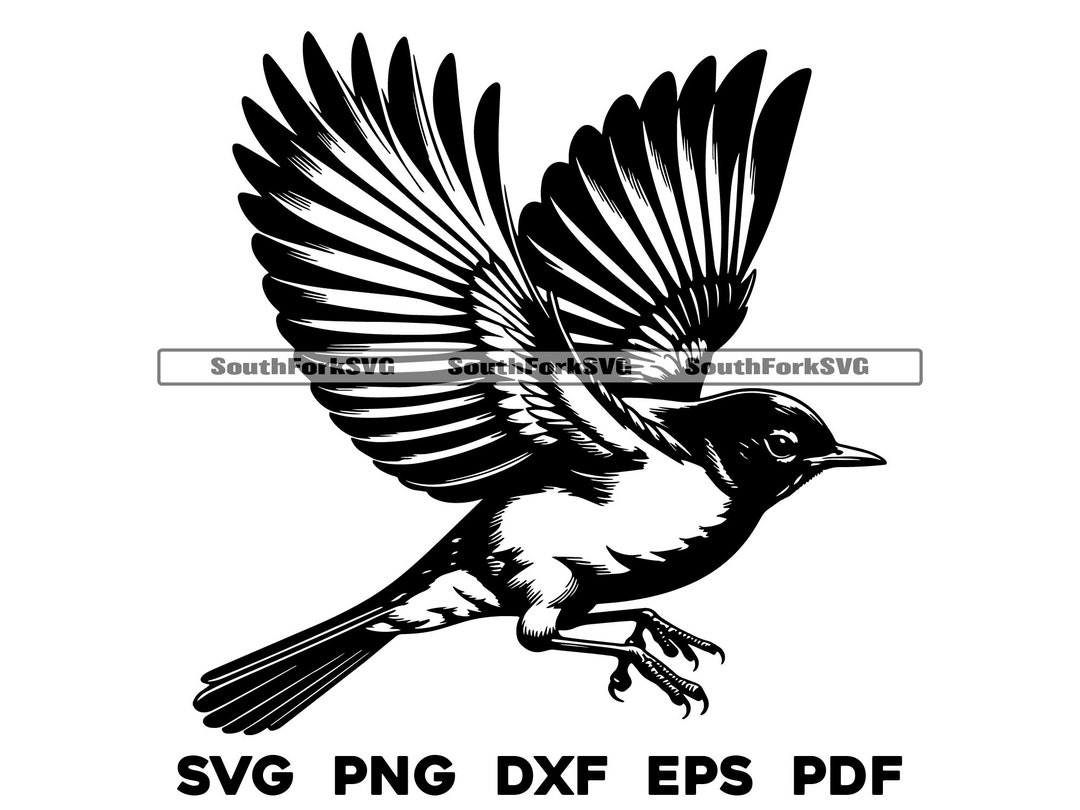 Flying American Robin Bird Design | Svg Png Dxf Eps Pdf | Vector ...