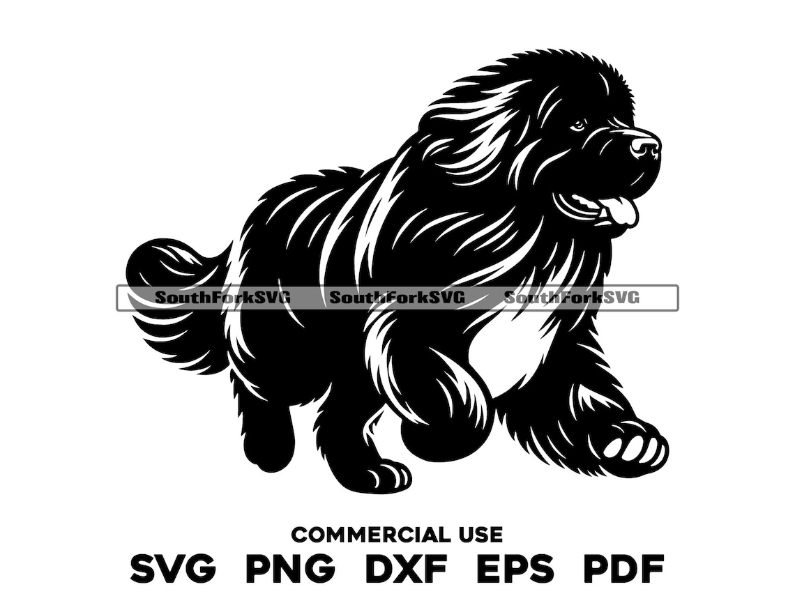 Newfoundland Dog Running Design | Svg Png Dxf Eps Pdf | Vector Graphic ...